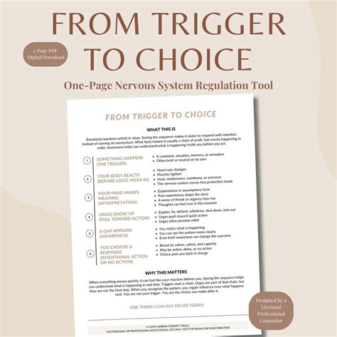 From Trigger To Choice Emotional Trigger Worksheet For Adults Self