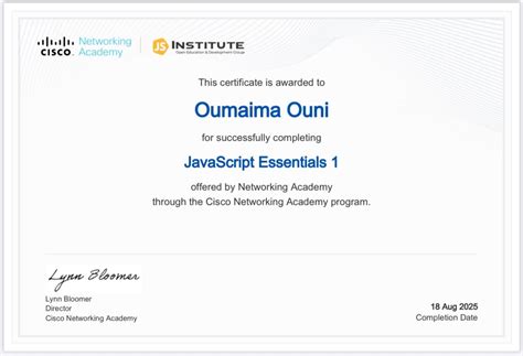 Javascript Cisco Webdevelopment Programming Certification