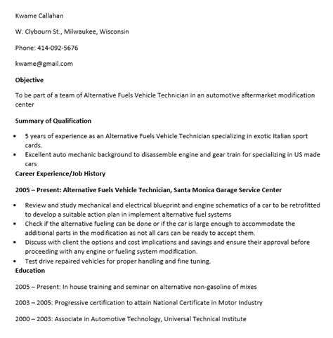 10 Automobile Resume Templates Room