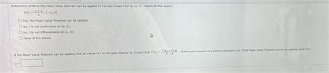 Solved Determine Whether The Mean Value Theorem Can Be