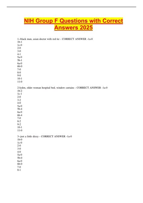 Nih Group F Questions With Correct Answers 2025 Nih Stroke Scale