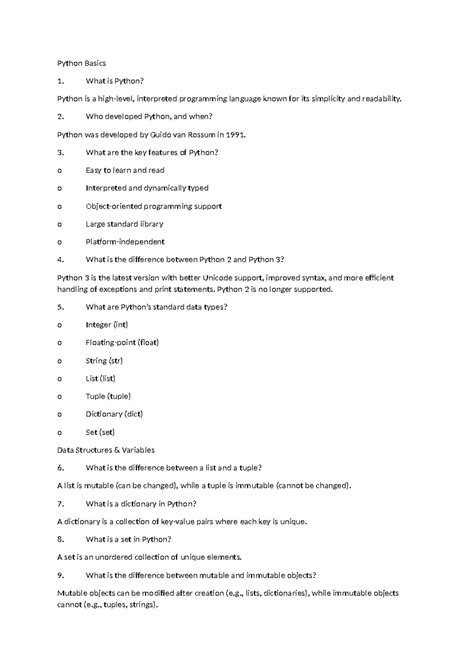 Python Basics Key Concepts And Features Of Python Programming Studocu