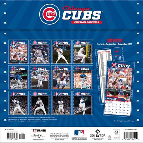 Mlb Chicago Cubs 2026 Wall Calendar