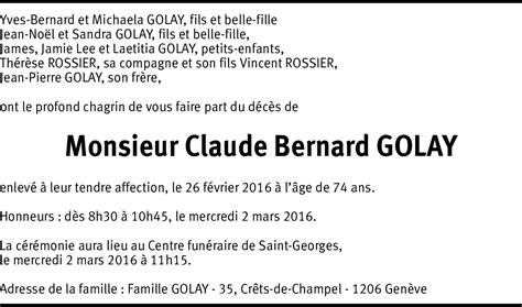 Claude Bernard Golay Hommages