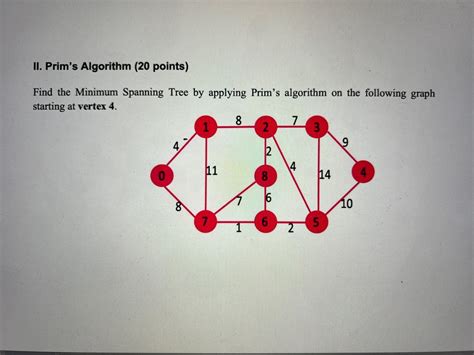 solved ii prim s algorithm 20 points find the minimum