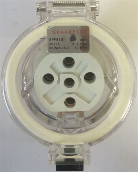 Sparkelec 5 Pin 10amp Female Extension Socket Ip66 Three Phase Impact And Chemical Resistant