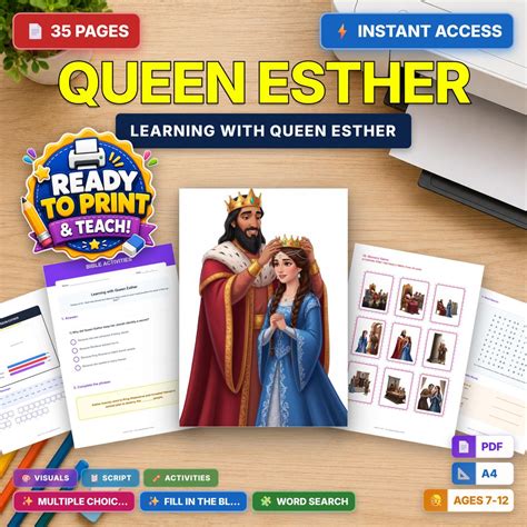 Queen Esther Bible Activity Kit Sunday School Homeschool Ages 7