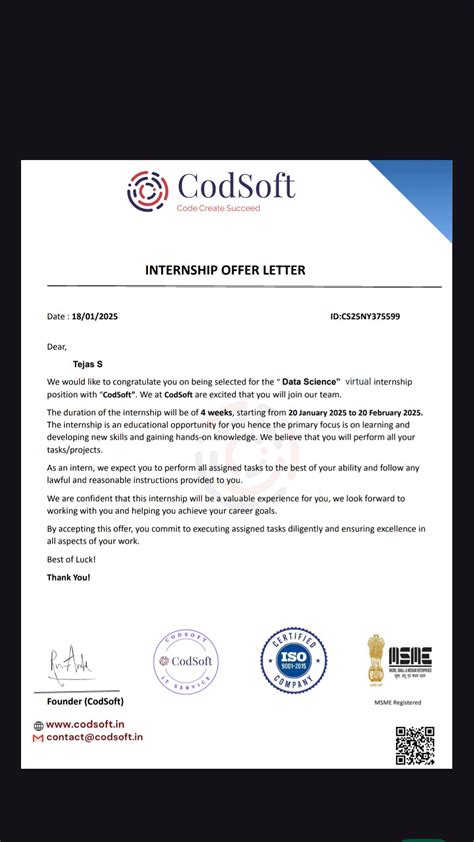 Datascience Internship Codsoft Tejas S