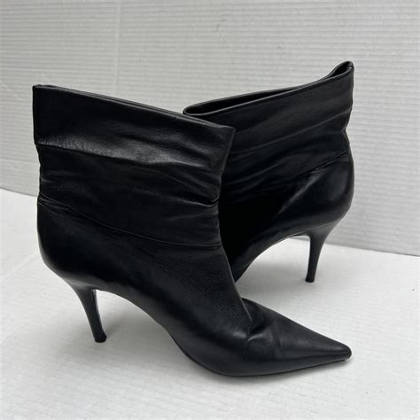 Bcbg Black High Heel Leather Boots Size 8 Ebay