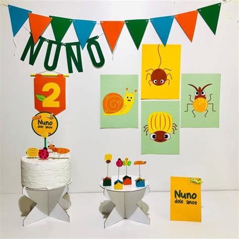 Kit Decoração Mini Festa Personalizada Insetos Colorê Elo7