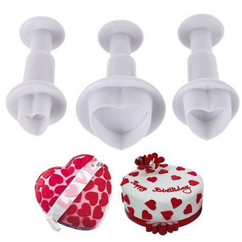 3 Pçsset Bolo Assando Molde Do Bolinho Da Forma Coração Diy Êmbolo
