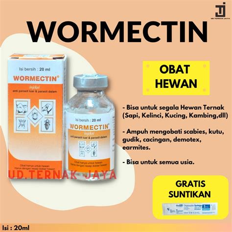 Jual Wormectin Injeksi Isi 20 Ml Gratis Suntikan 1 Ml Obat Kutu Skabies