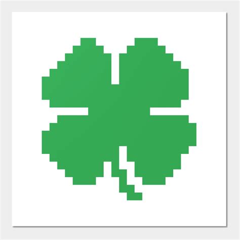 8 Bit Lucky Four Leaf Clover Wall Art Print