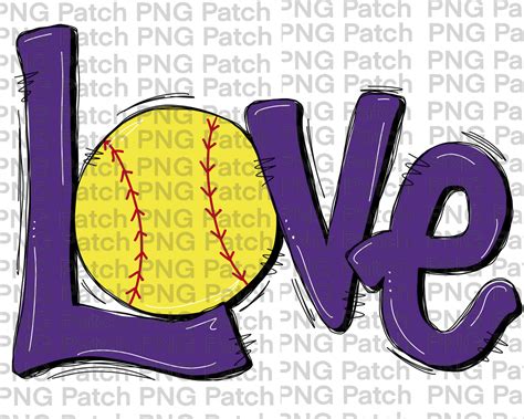 Purple Love With Softball Softball Png File Girl Sublimation Design