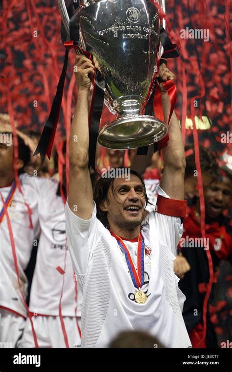 Paolo Maldini Lift Trophy Juventus V Ac Milan Old Trafford Manchester