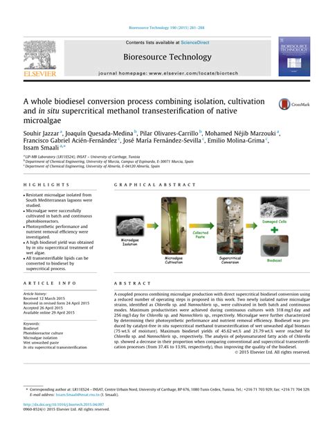 Pdf A Whole Biodiesel Conversion Process Combining Isolation