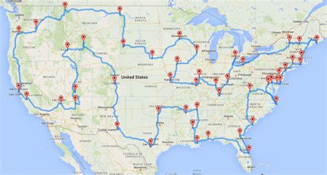 This Map Shows The Quickest And Ultimate Road Trip Across America