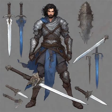 Male Human Fighter Duel Wielding Bastard Swords Fu Openart