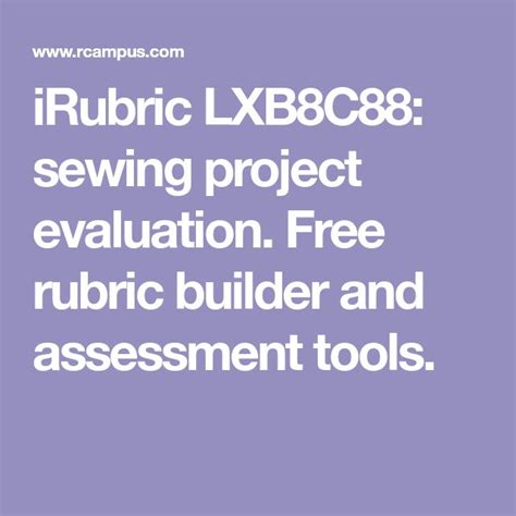 Sewing Project Evaluation Rubric