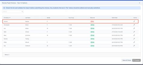 How To Use The Import Pupil Choices Page Bromcom Documentation Centre