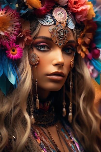 Premium Photo Psychedelic Girl On A Festival