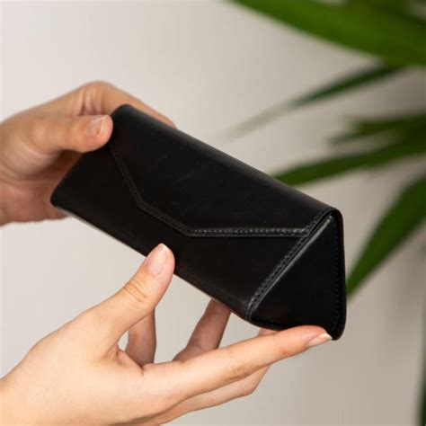Triangular Leather Glasses Case Black Glasses Cases Sagebrown