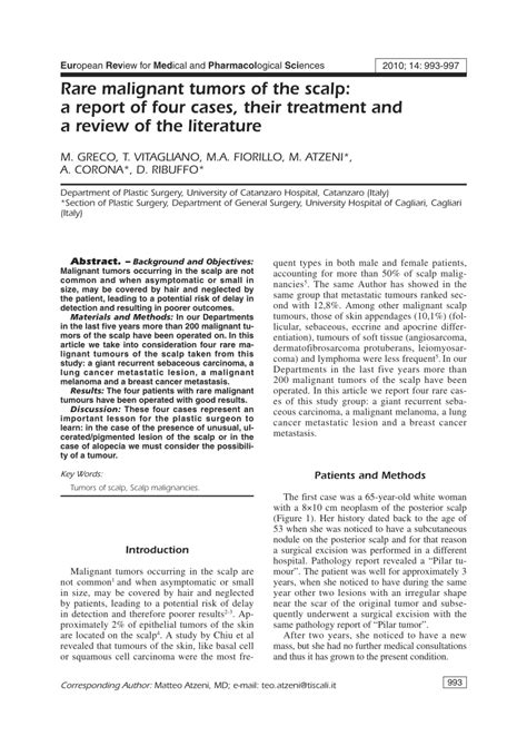 Full Article Rare Malignant Tumors Of The Scalp A Report Of Four