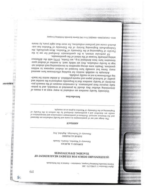 Pdf Questionnaire Design For Student Measurement Of Teaching