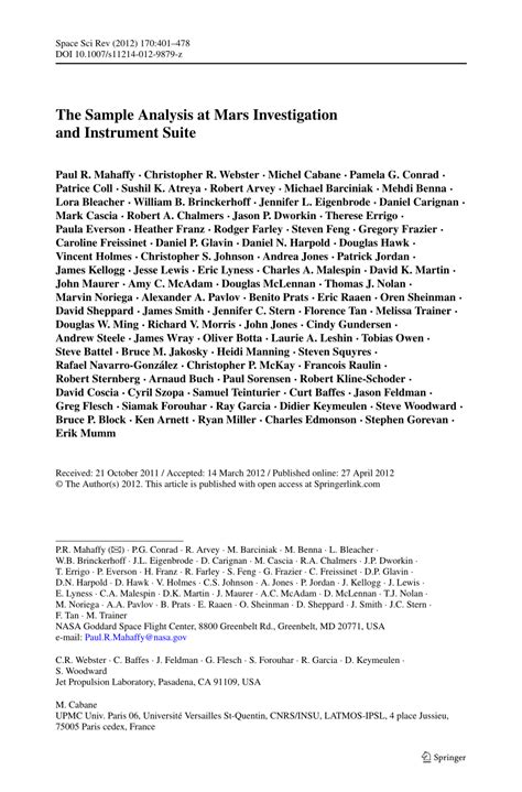 Pdf The Sample Analysis At Mars Investigation And Instrument Suite