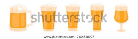 Beer Glasses Set Different Beer Glasses Stock Vector Royalty Free