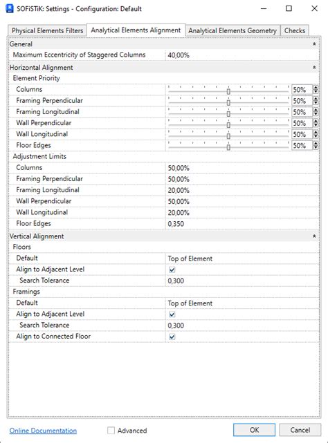 Configurations Sofistik Analytical Model Generator 2024