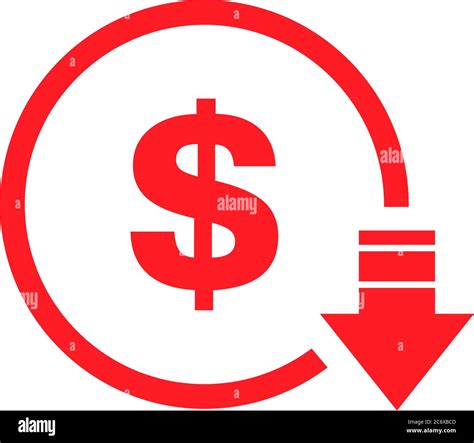 Cost Reduction Decrease Dollar Icon Vector Symbol Image Isolated On Background Stock Vector