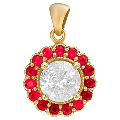 Diamond And Ruby Pendant 14k Yellow Gold For Sale At 1stdibs