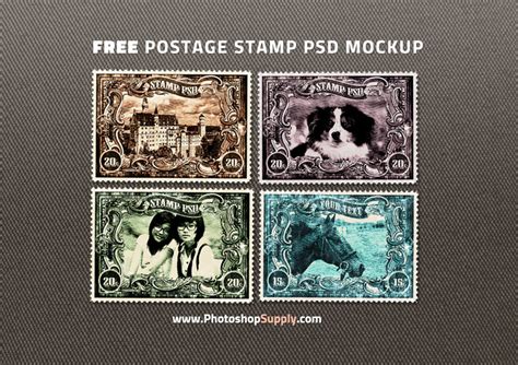Free Postage Stamp Mockup Photoshop Supply