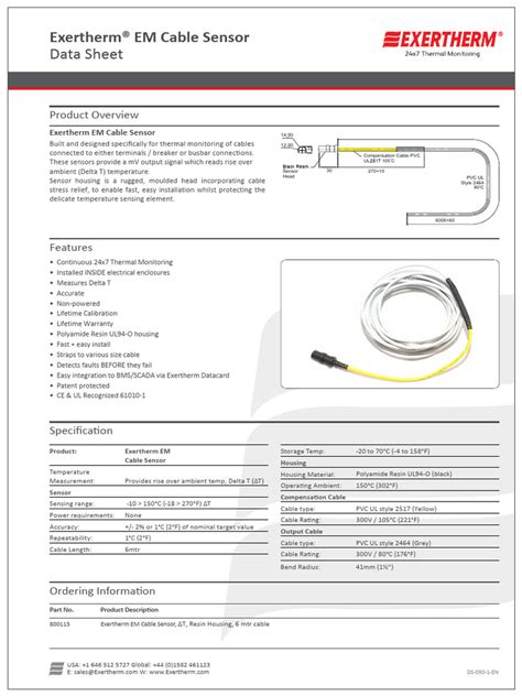 Ds 050 1 En Exertherm Em Cable Sensor Datasheet Pdf Sensor