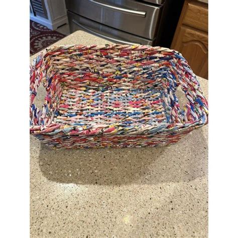 Candy Wrapper Woven Basket Storage Nostalgic Handmade Recycled Paper Woven Baskets Storage