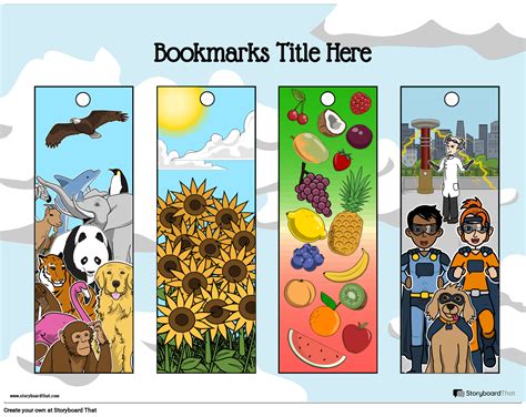 Bookmark Worksheet With Fruits Characters And Flowers