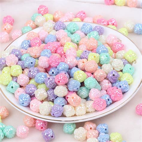 Flower Plated Colorful Acrylic Beads 500g Mbac6038 Kokodiy