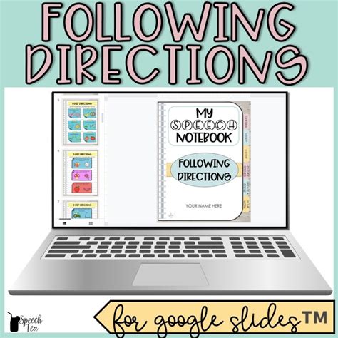 Following Directions Digital Interactive Notebook Speechtea