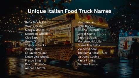 Top 275 Italian Food Truck Names You Havent Thought Of Ecomposer
