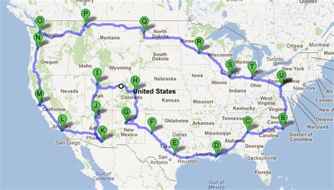 United States Road Trip Map With Major Cities And Roads