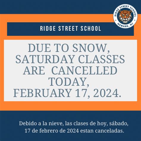 Saturday Classes Cancelled For Today Ridge Street
