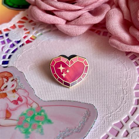 Heart Gem Enamel Pin Kawaii Pin Cute Pin Heart Pin Etsy