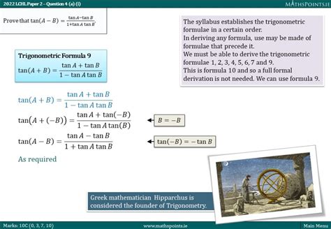 Deriving Trigonometric Formulae Maths Points