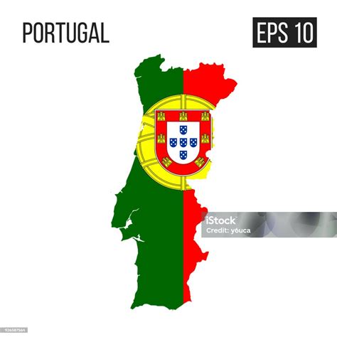 Ilustración De Frontera Del Mapa De Portugal Con Bandera Vector Eps10 Y