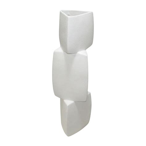 20 Stacked Triangle Rough Vase Ivory