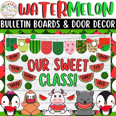 You Are One In A Melon Summer And Watermelon Bulletin Boards And Door