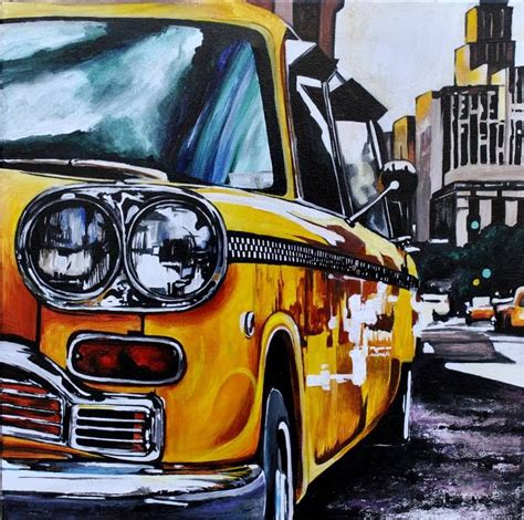 Yellow Taxi Drawing By Anna Dvornik Saatchi Art Batman Canvas Art