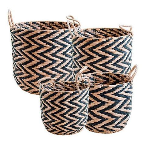 Canasta De Mimbre Love And Lemons Set 4 Chevron H022202bk Love And Lemons