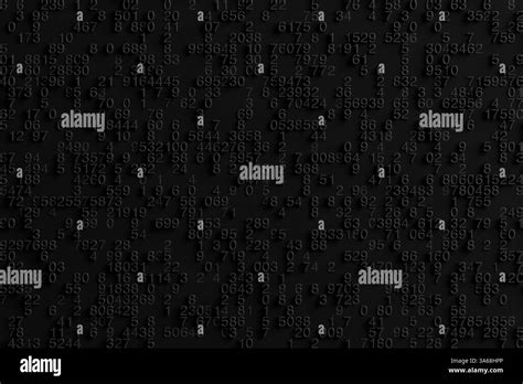 Abstract Black Random Numbers Numeric Characters Background Texture Extreme Closeup 3d